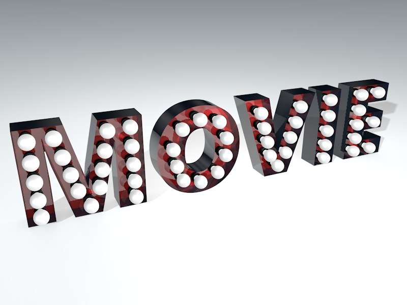vintage movie theater sign 3d c4d
