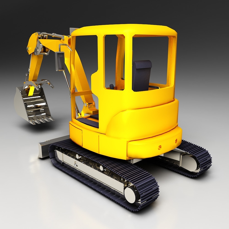 3d model mini excavator