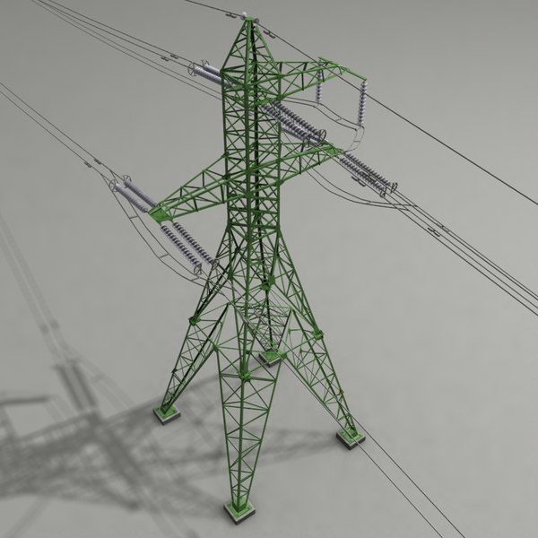 3d model voltage power lines