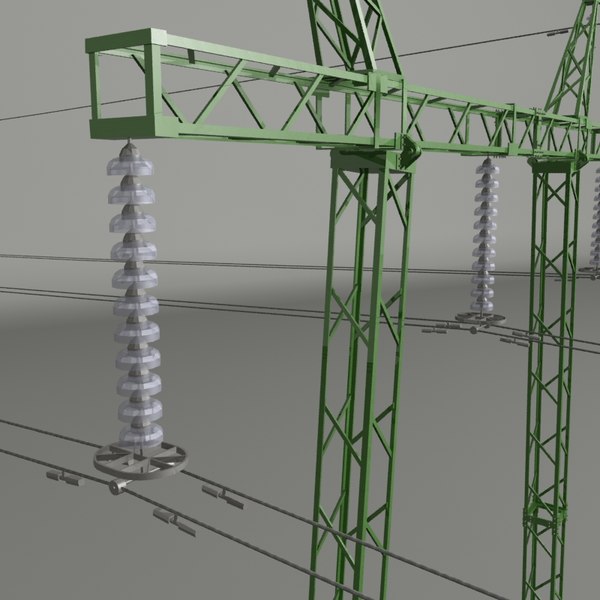 3d model voltage power lines