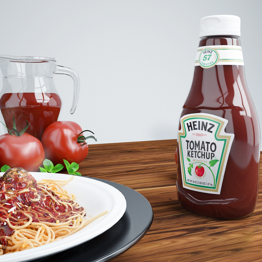 3d model of spaghetti plate scene