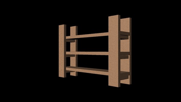 wooden tri-shelf 3d model