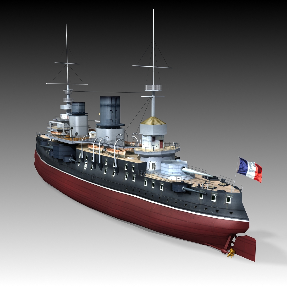3d model french battleship bouvet world war