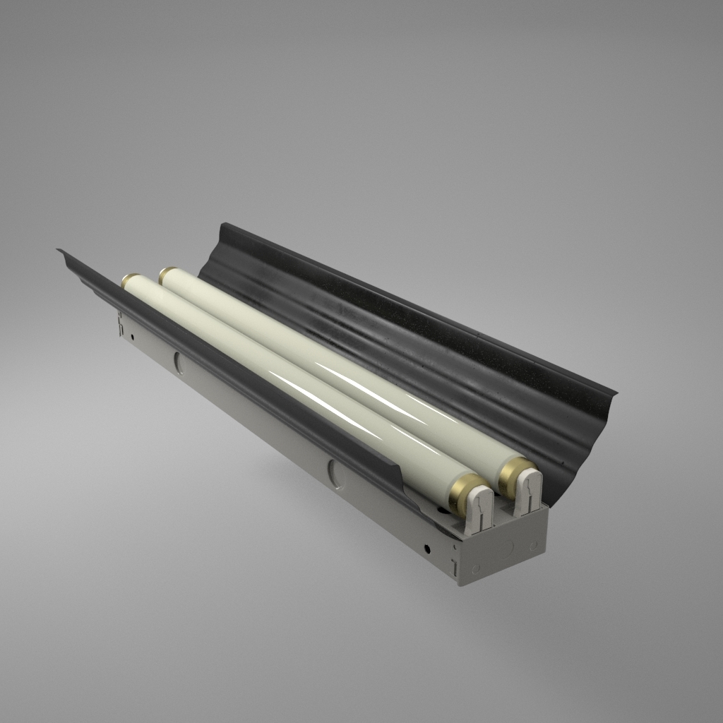 fluorescent light fixture 3d obj