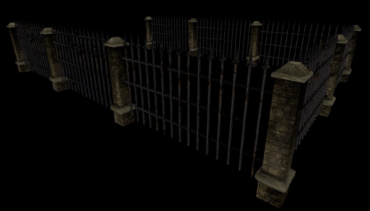medieval brick fence 3d x