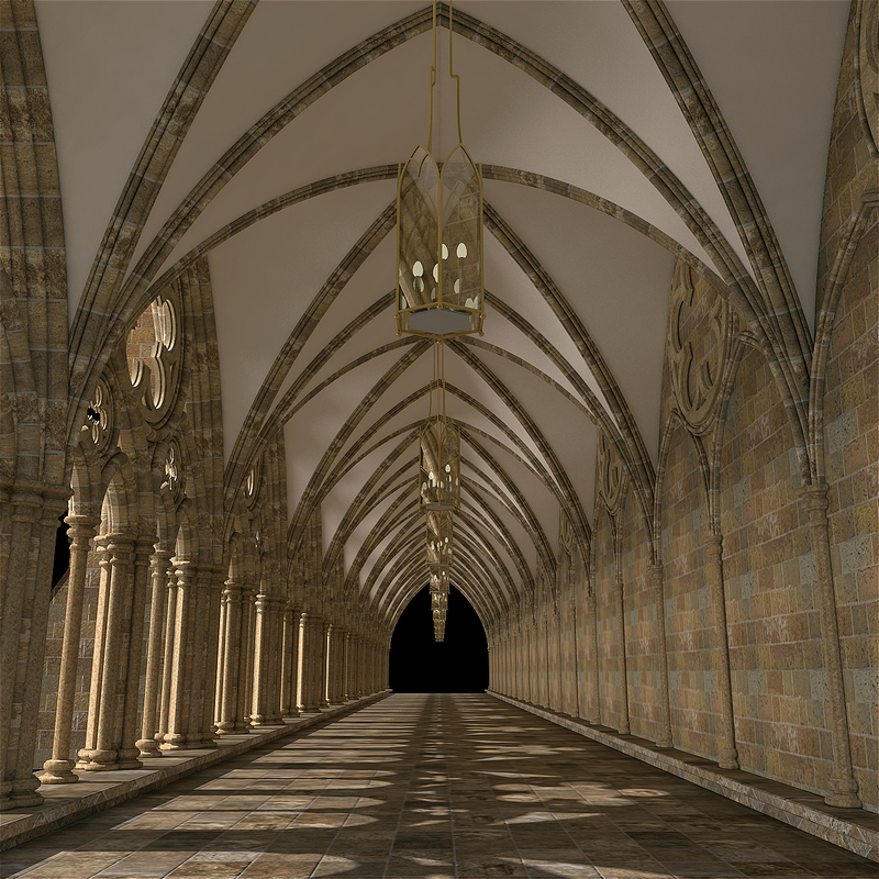 3d medieval hallway hall model