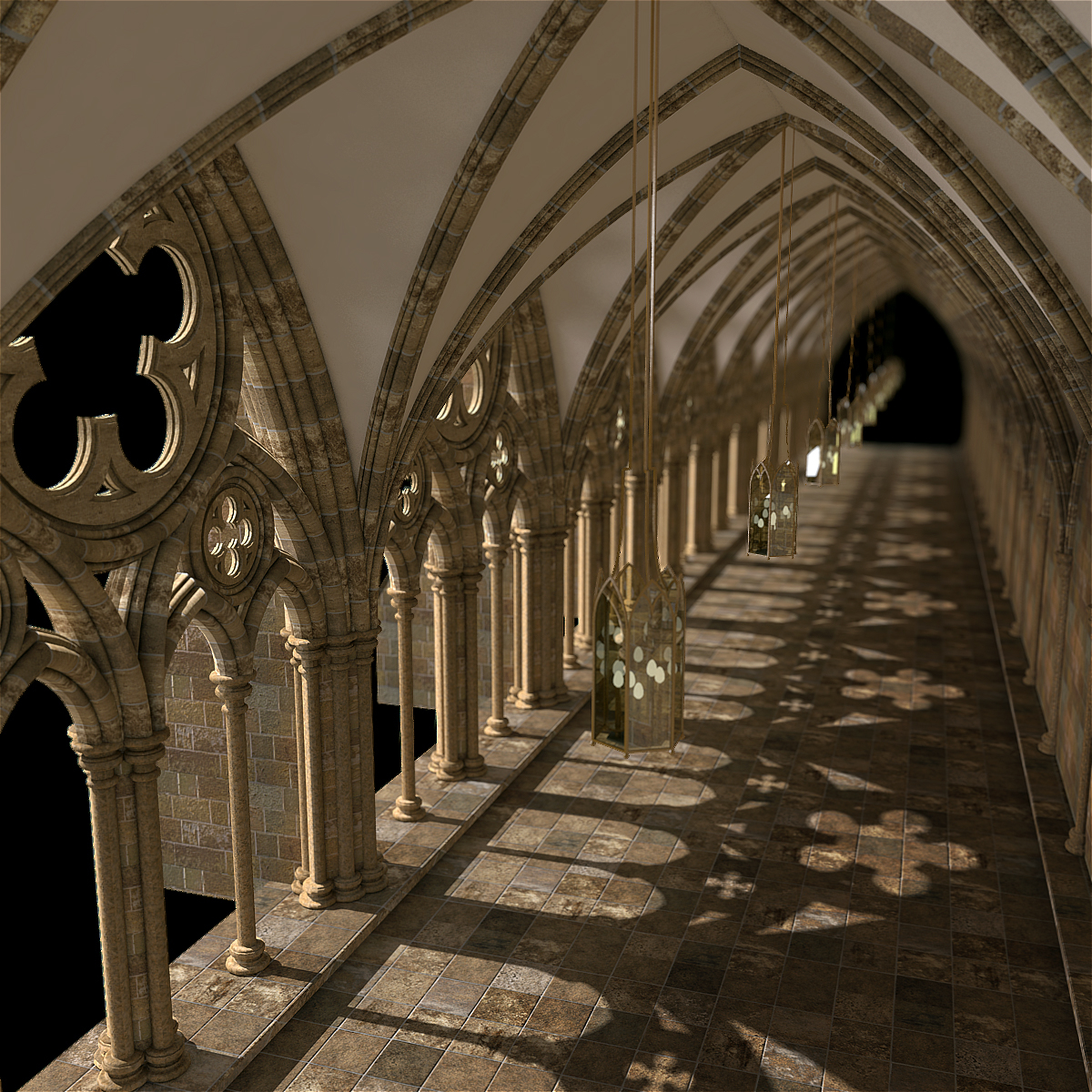 3d medieval hallway hall model