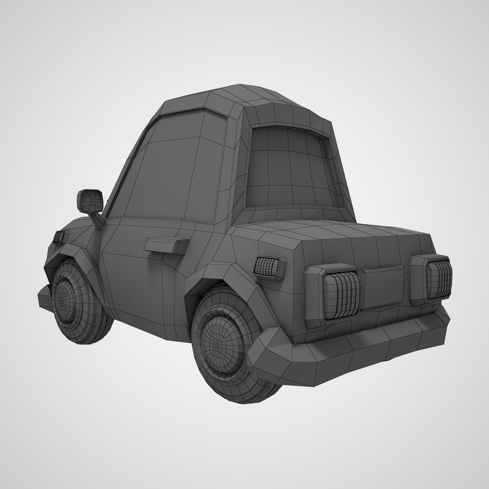 3d model animation red cartoon sedan