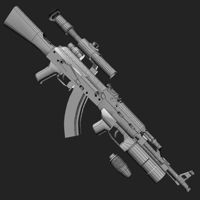 3d model akm rifle