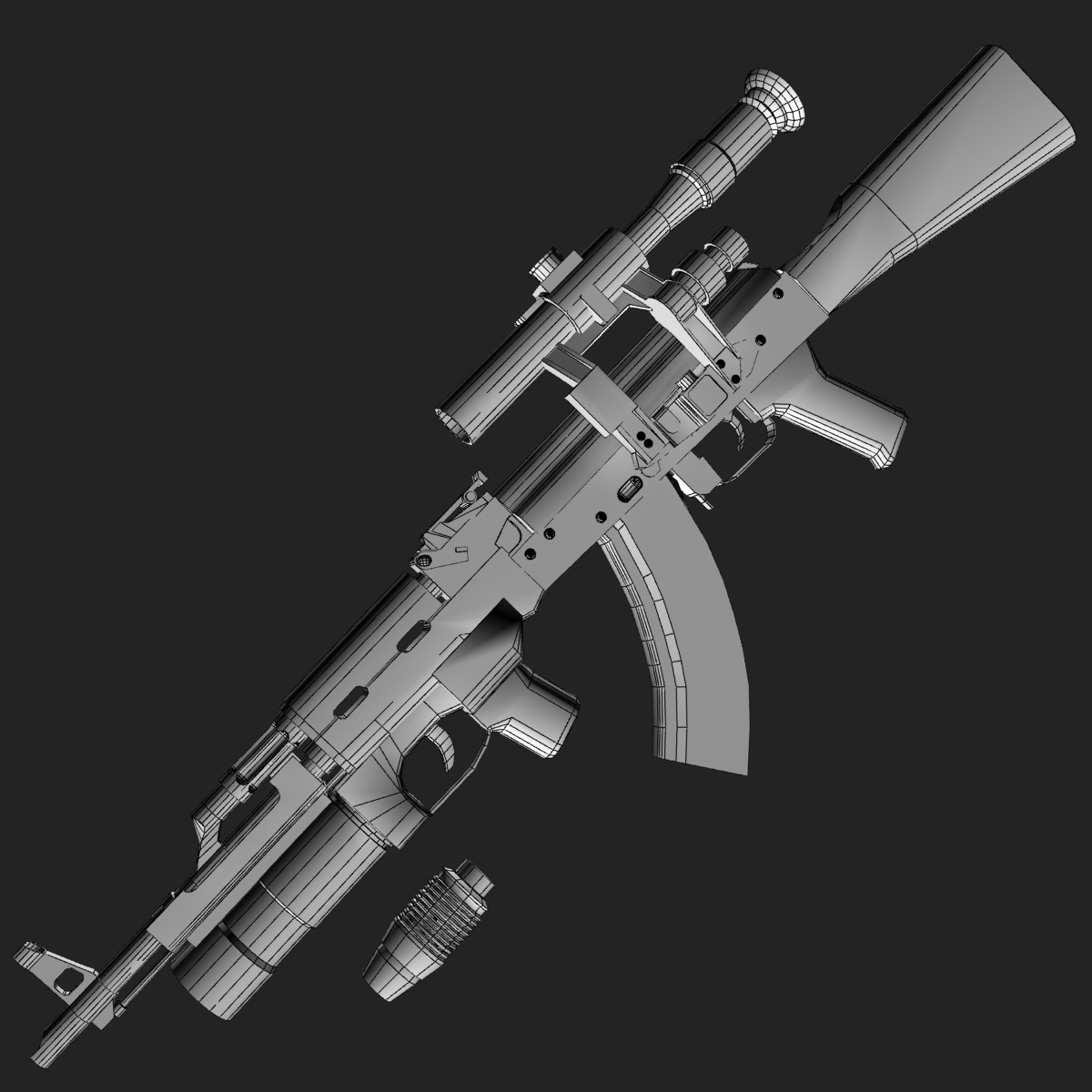 3d model akm rifle