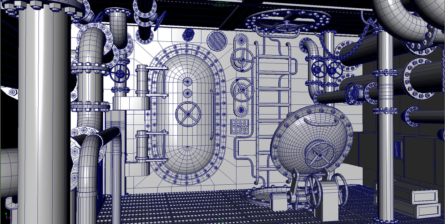 interior submarine 3d model