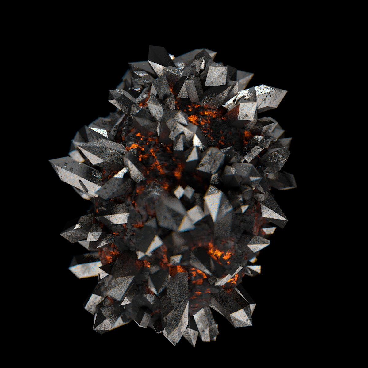 glowing metallic ore stone 3d c4d