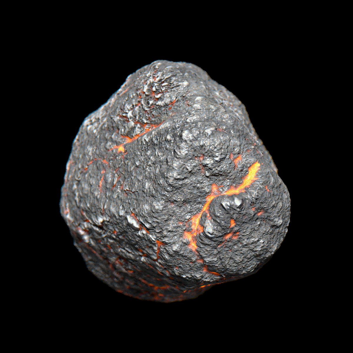 glowing metallic ore stone 3d c4d