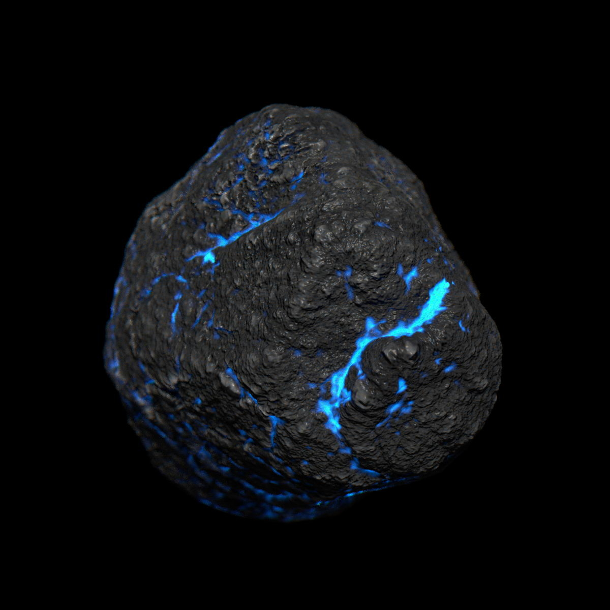 glowing metallic ore stone 3d c4d