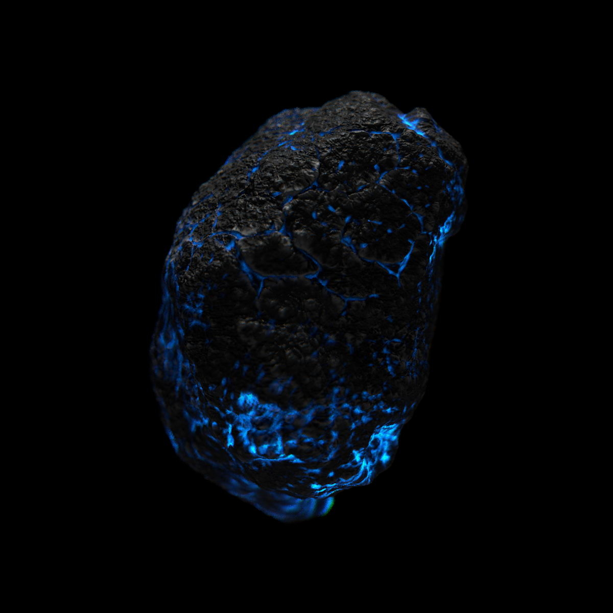 glowing metallic ore stone 3d c4d