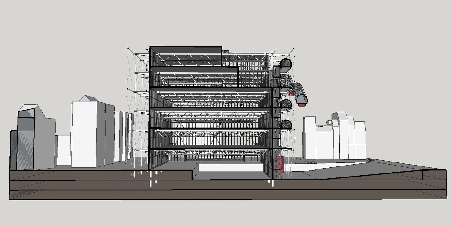 3d pompidou center building