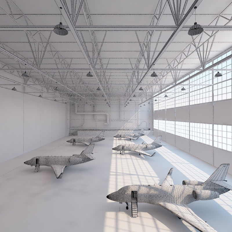 3d model aircrafts hangar