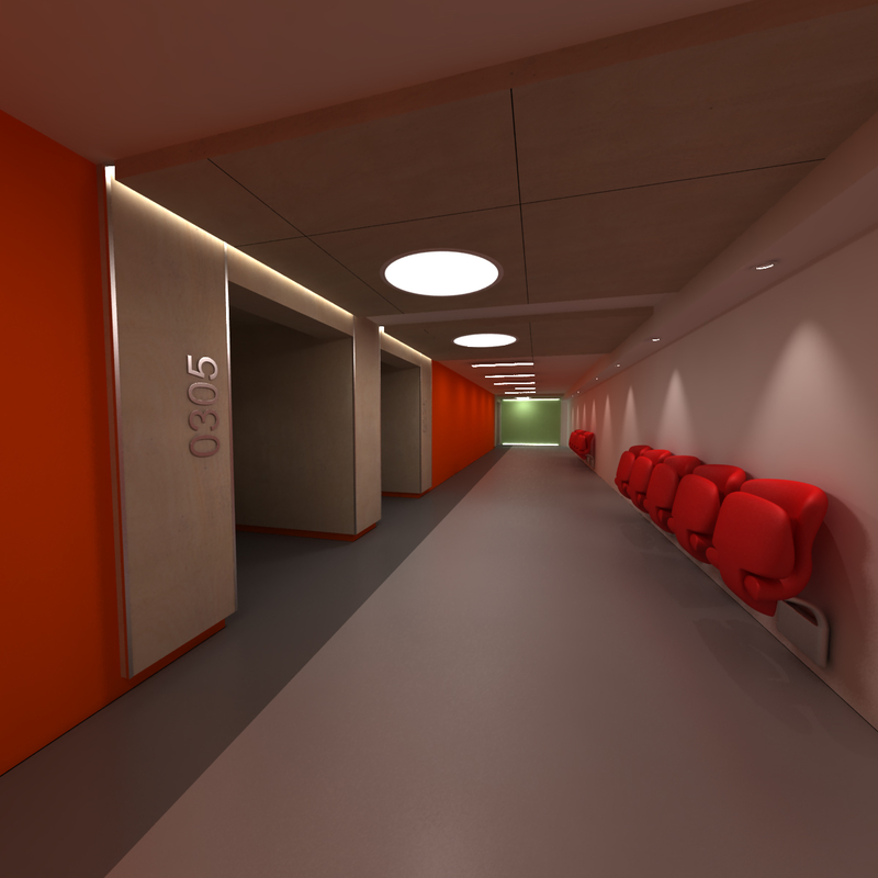 university school corridor 3d model