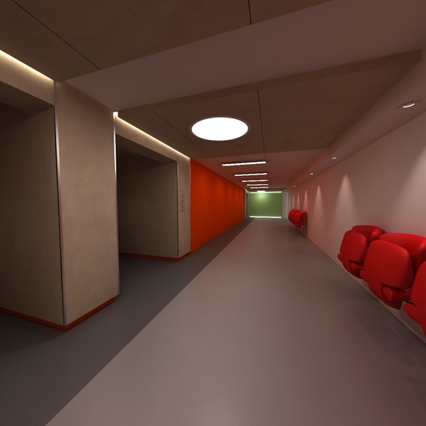 university school corridor 3d model