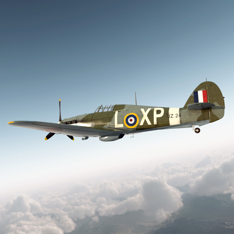 3d max hawker hurricane wwii fighter
