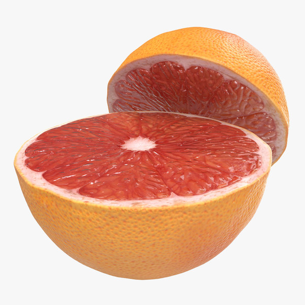 3d model grapefruit quarter orange