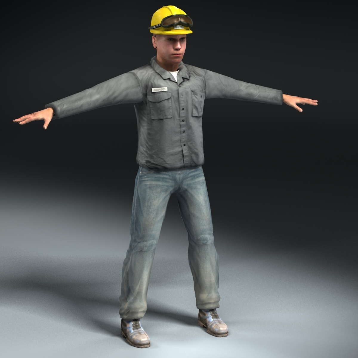 3d model workman figure