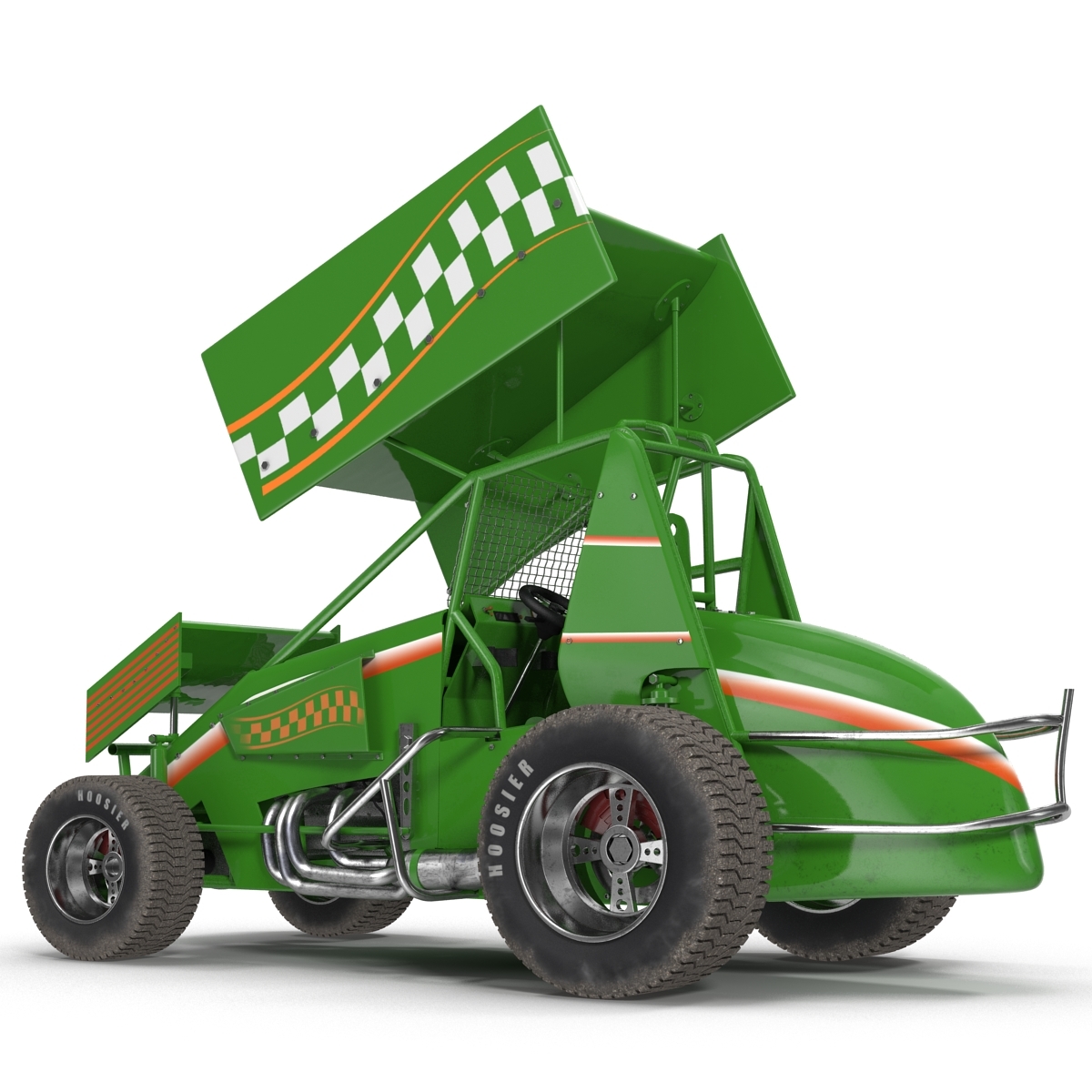 winged sprint car green 3d model