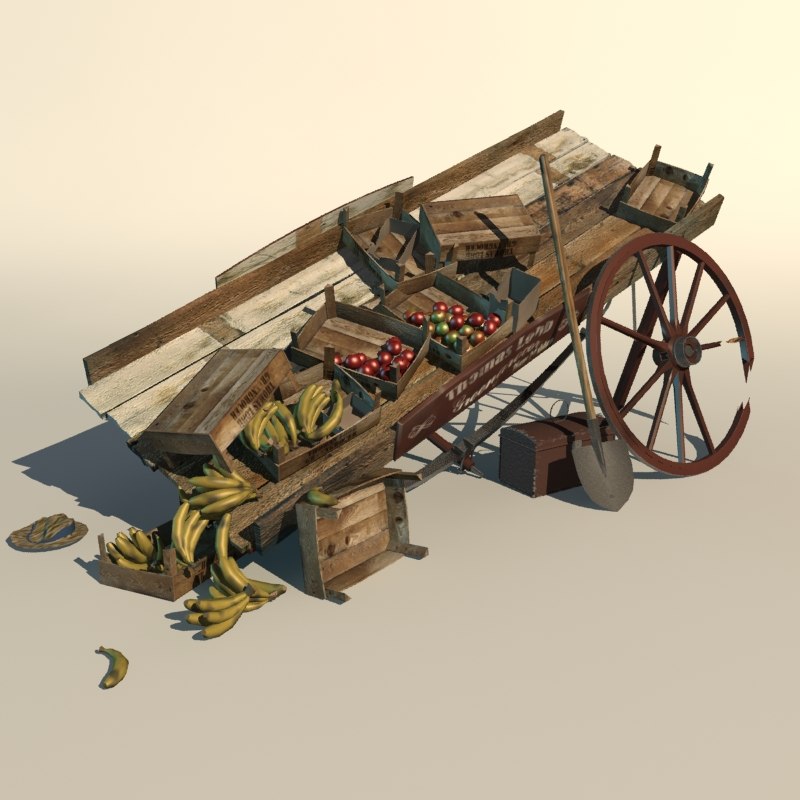 broken greengrocer cart 3d max