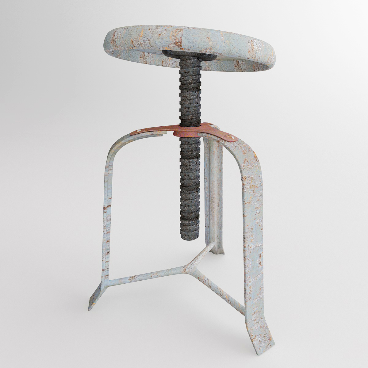 3d model rusty broken stool