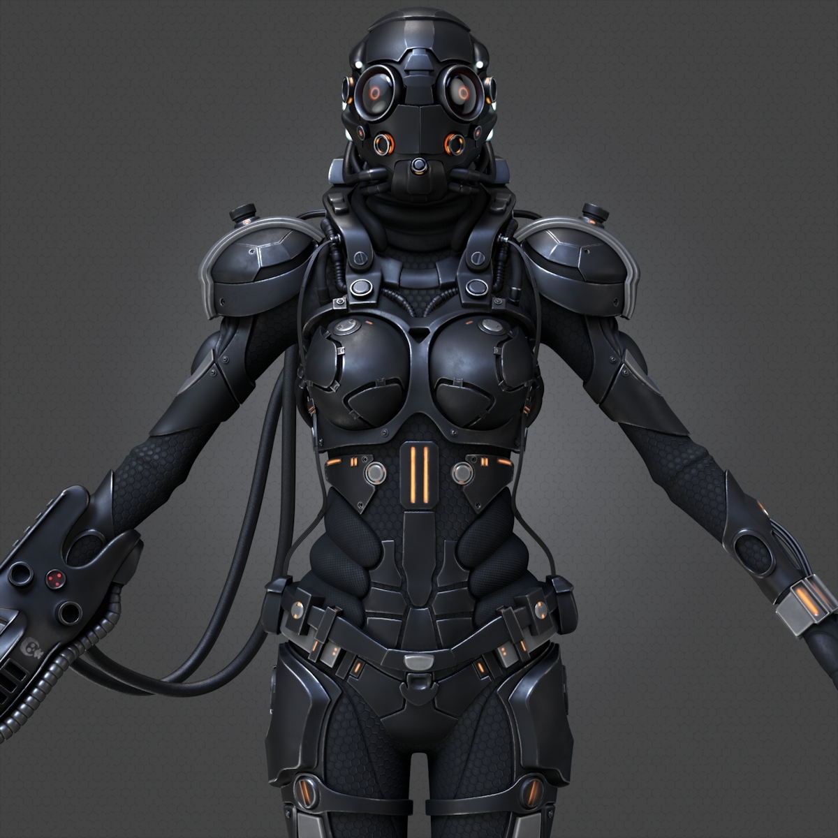 3d model of female cyborg
