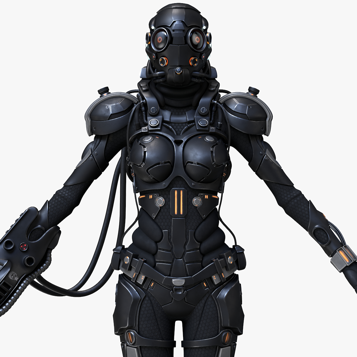 3d model of female cyborg