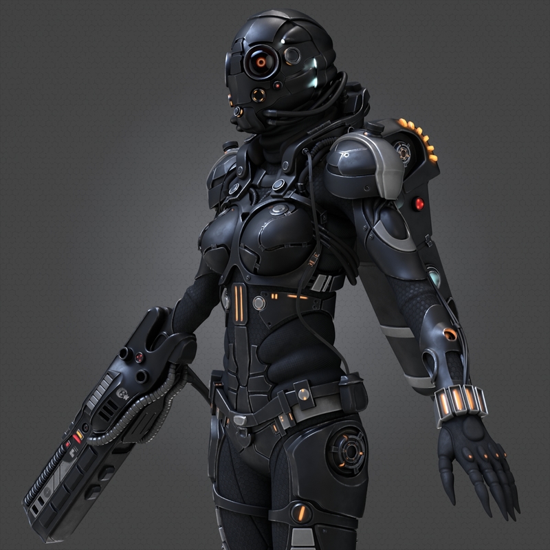 3d model of female cyborg