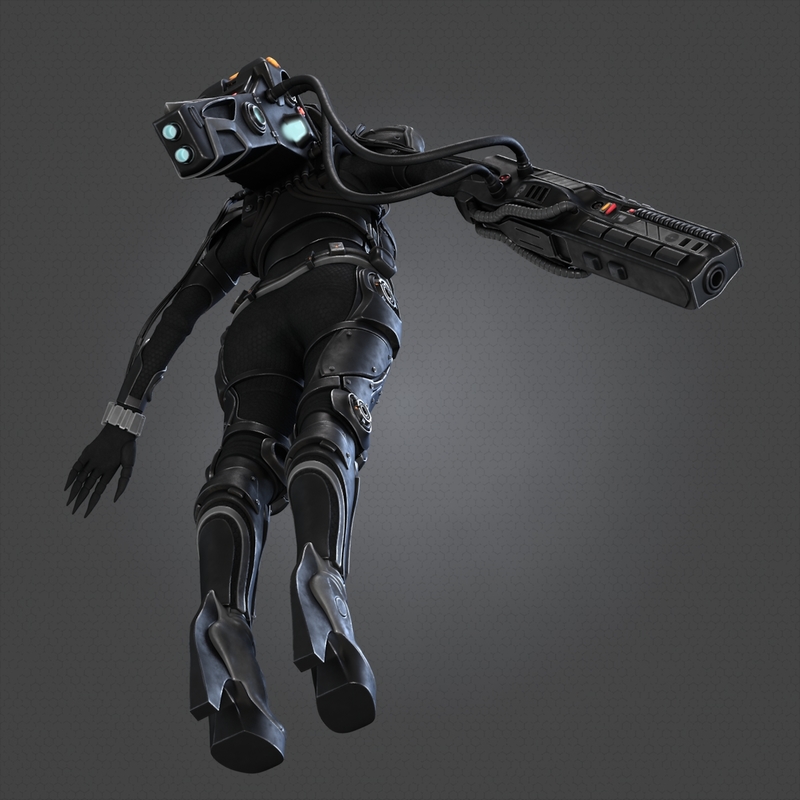 3d model of female cyborg