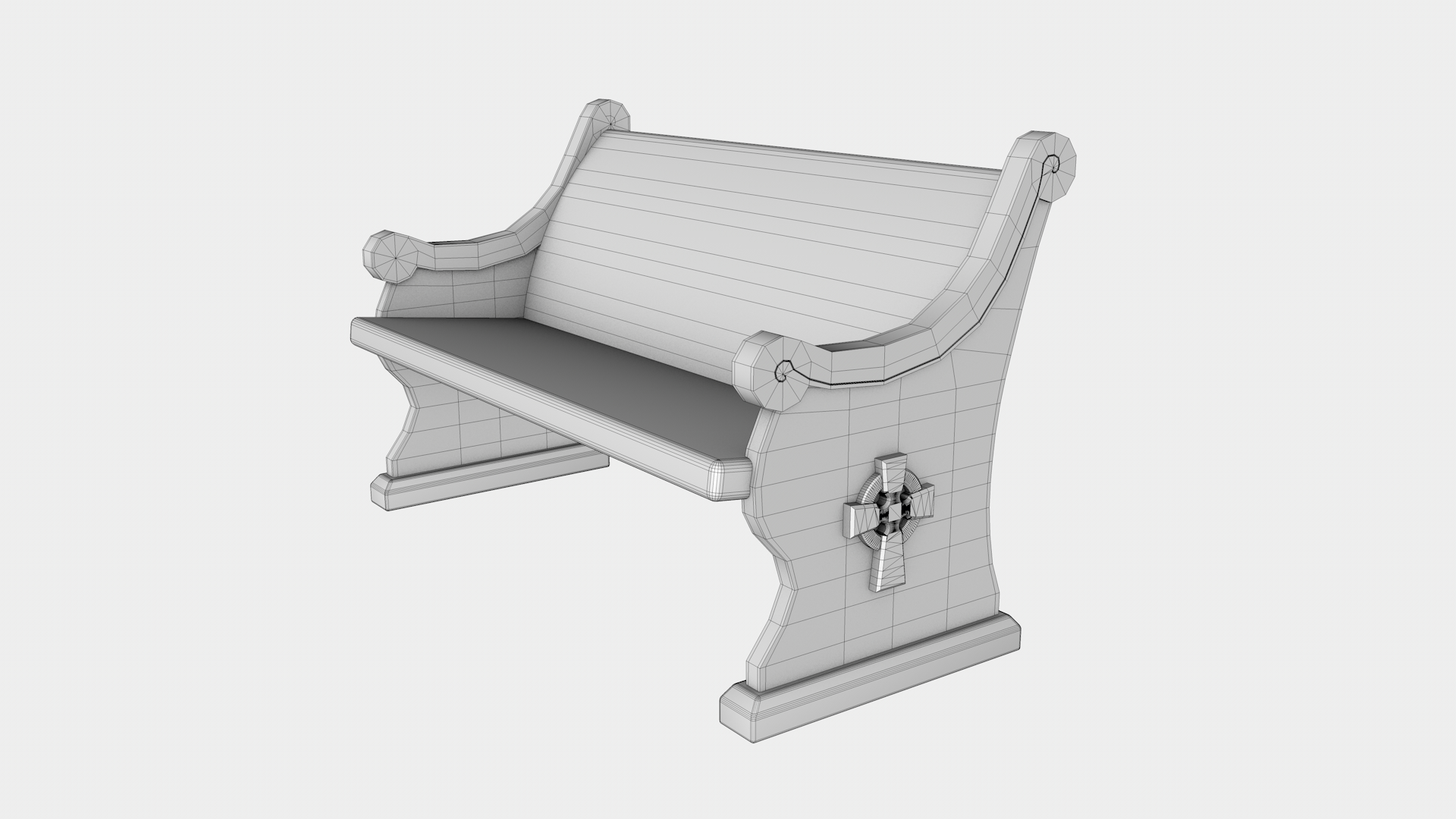3d church pew model