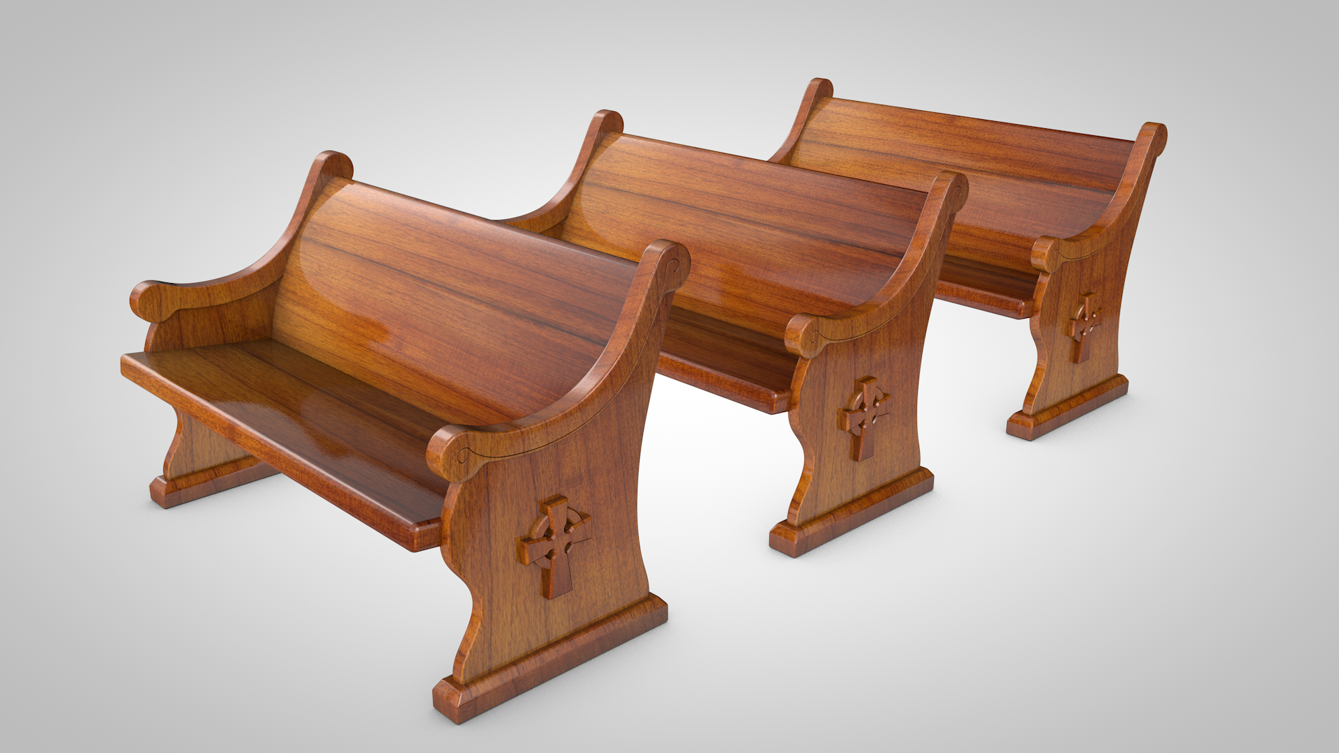 3d church pew model