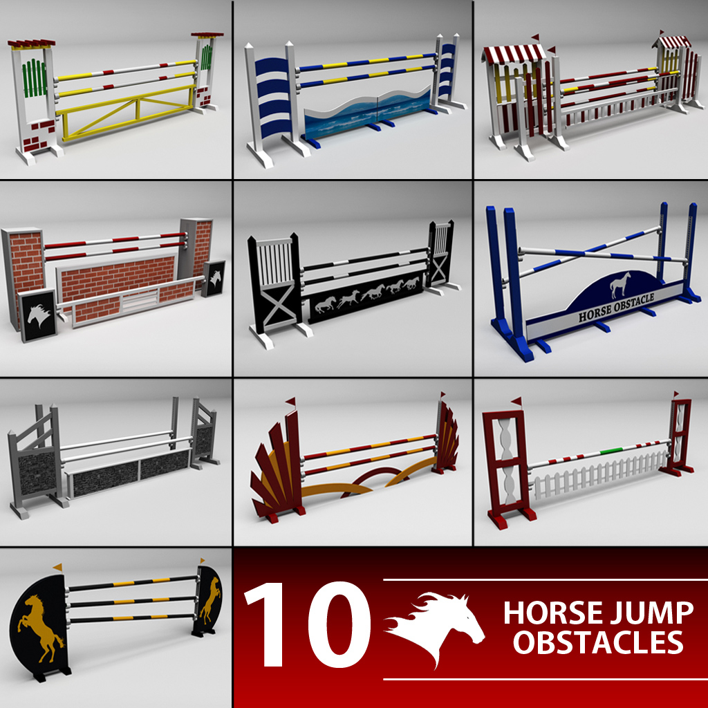 horse jumping obstacle 3d model