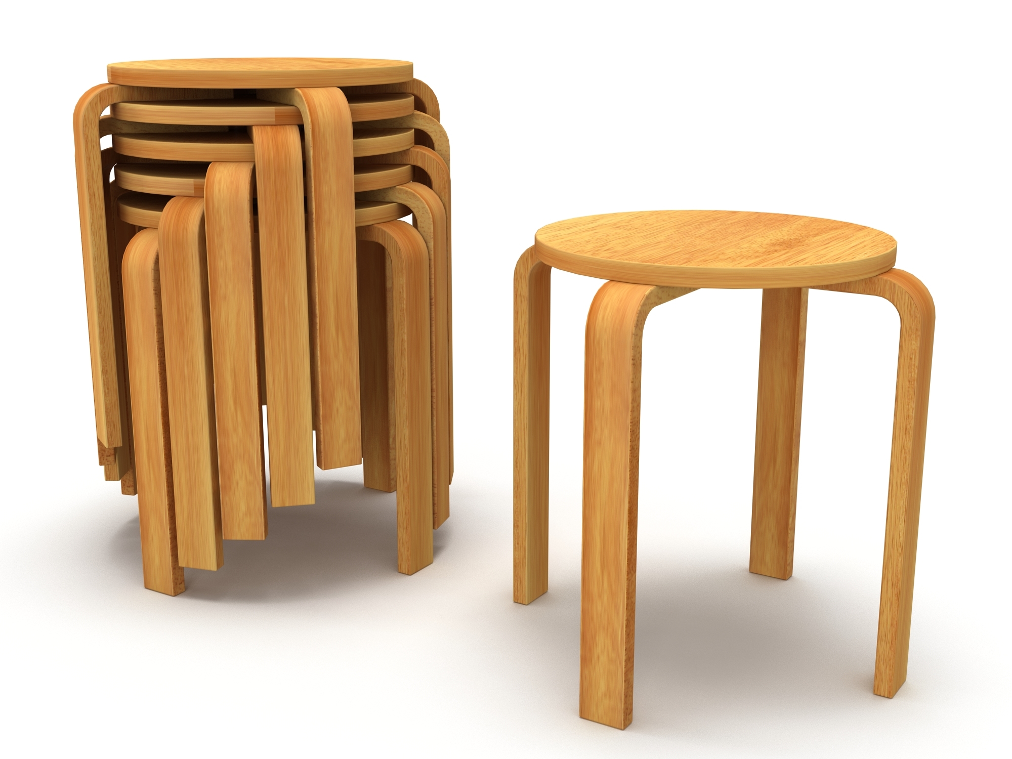 wood modern tabouret stool 3d max
