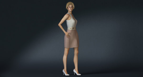 rose female rigged body woman max