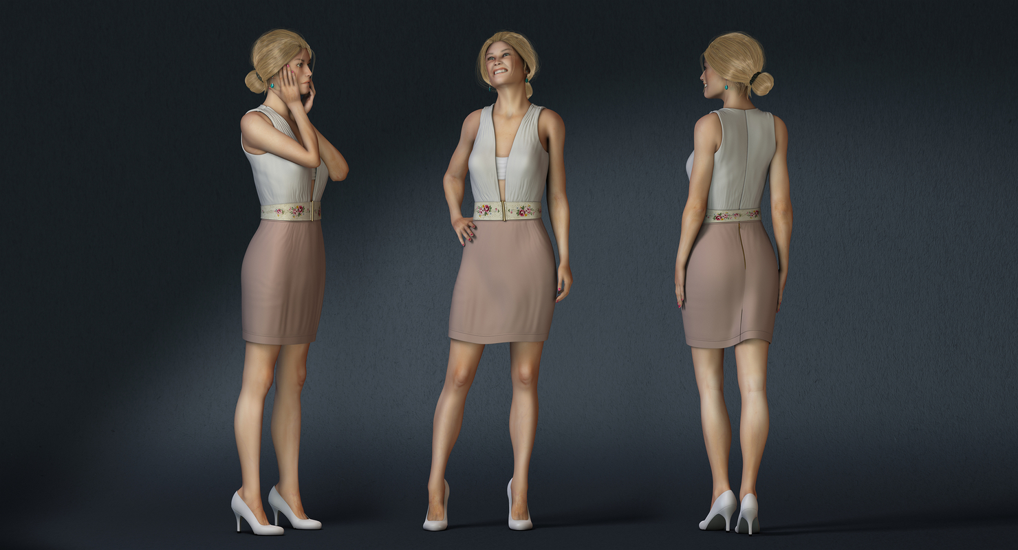 rose female rigged body woman max