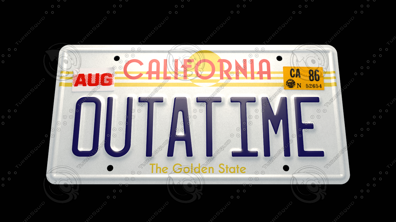 outatime license plate time machine 3d c4d