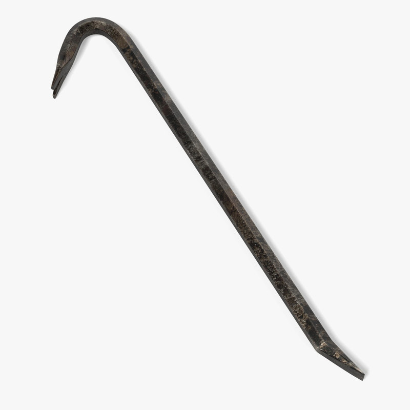 3d old rusty crowbar