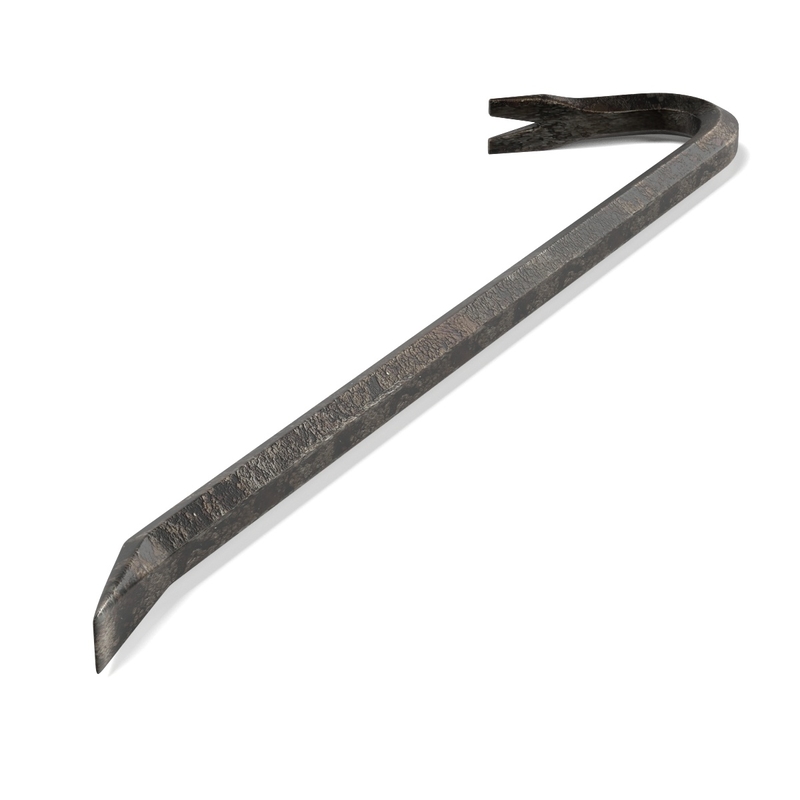 3d old rusty crowbar