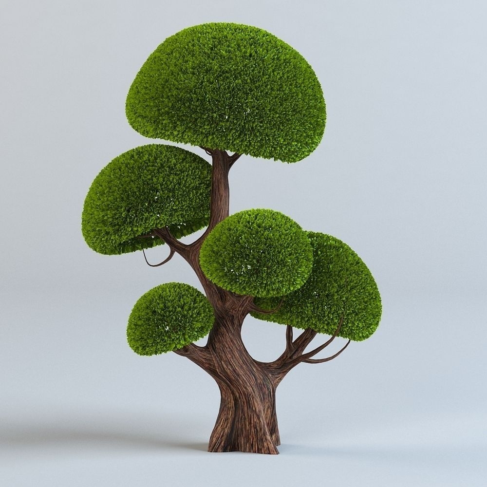 set cartoon trees 3d model