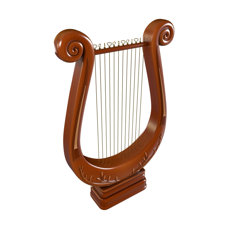 antique lyre obj