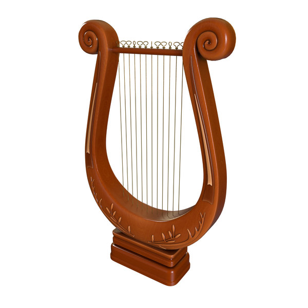 antique lyre obj