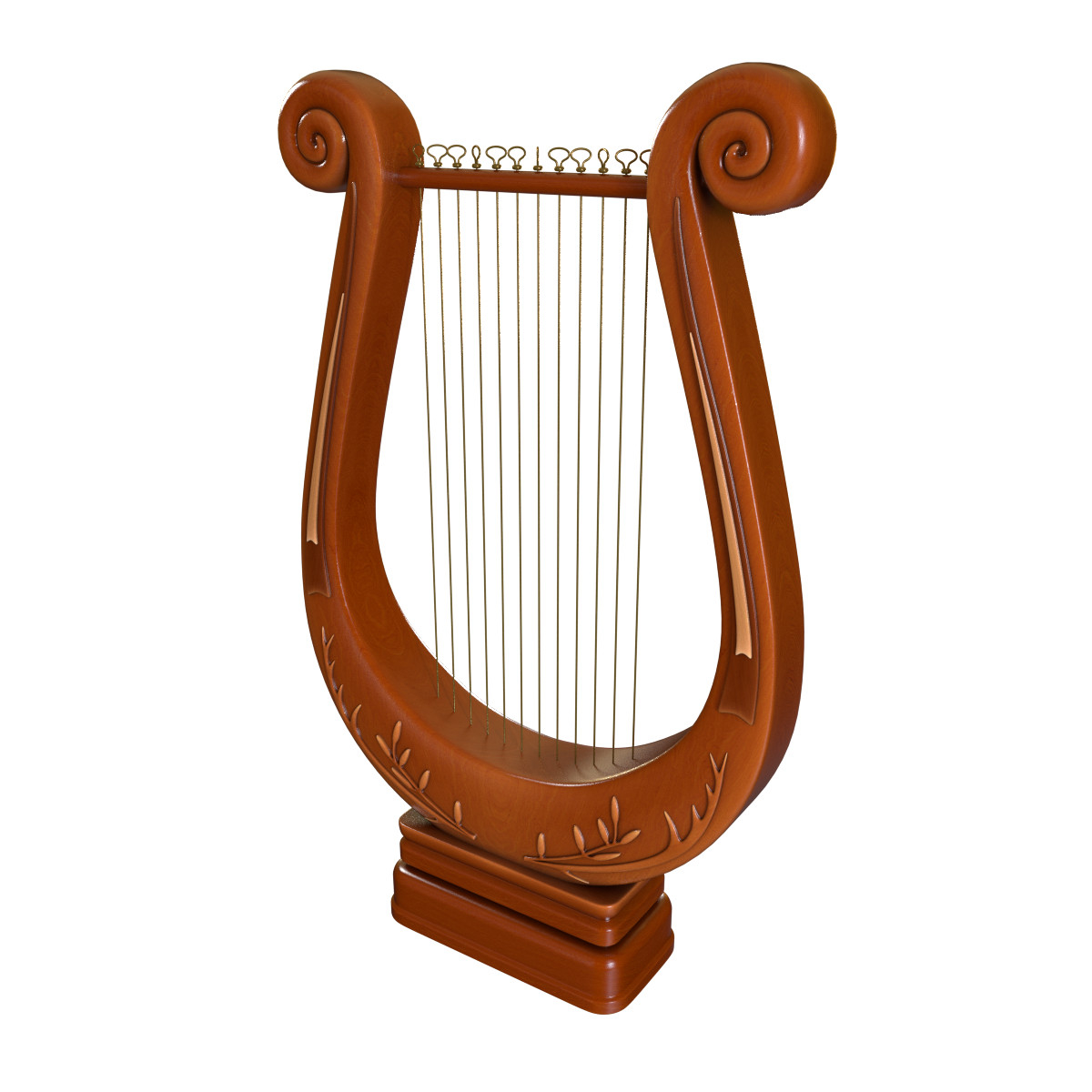 antique lyre obj