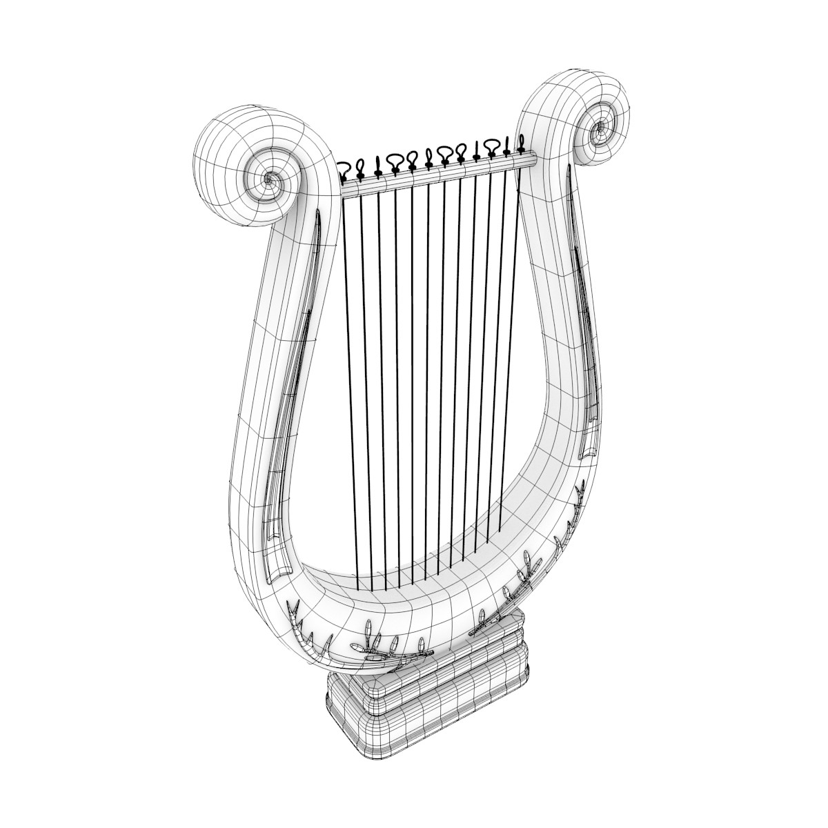 antique lyre obj