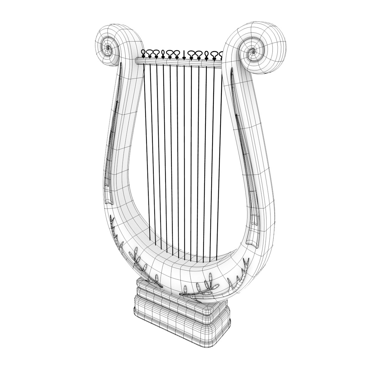 antique lyre obj