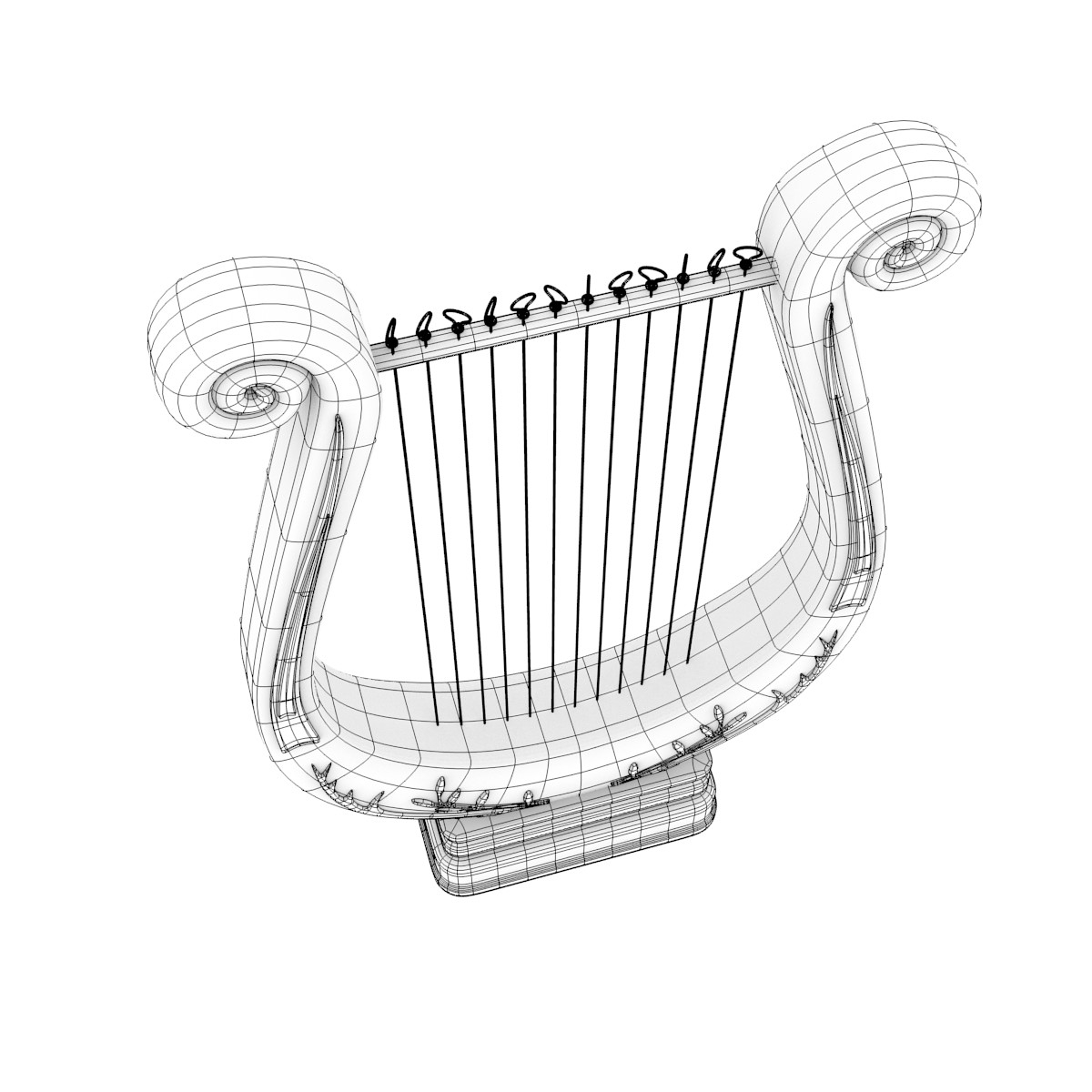 antique lyre obj