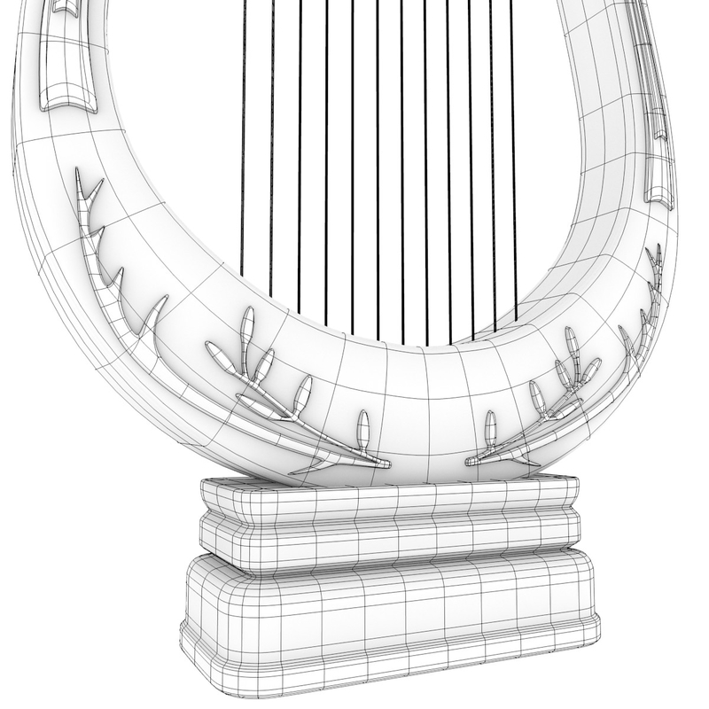 antique lyre obj